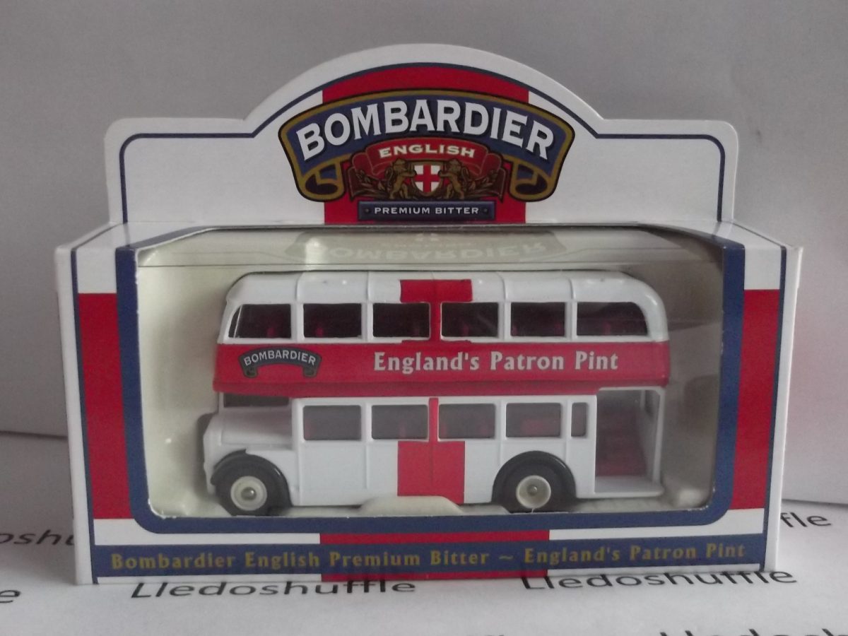 LP75-1002, Bristol LD6G Lodekka Double Deck Bus, Bombardier, England’s Patron Pint – Lledo Models